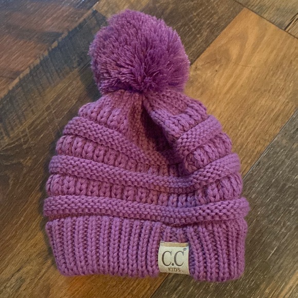 C.C Kids | Accessories | Cc Kids Purple Beanie With Poof Ball | Poshmark